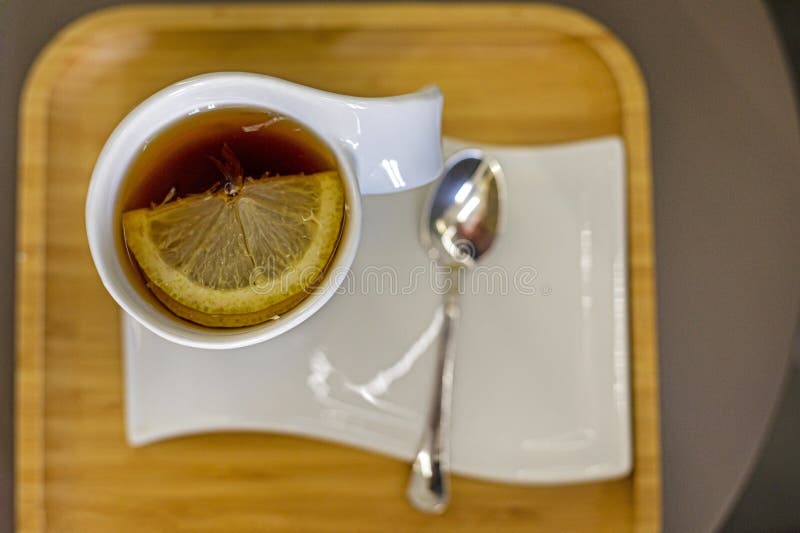 Lack Tea with Lemon on a Tray. Stock Image - Image of aromatic ...