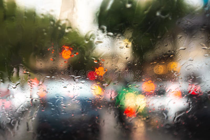 Lack of Visibility on a Rainy Day in City Traffic Stock Image - Image ...