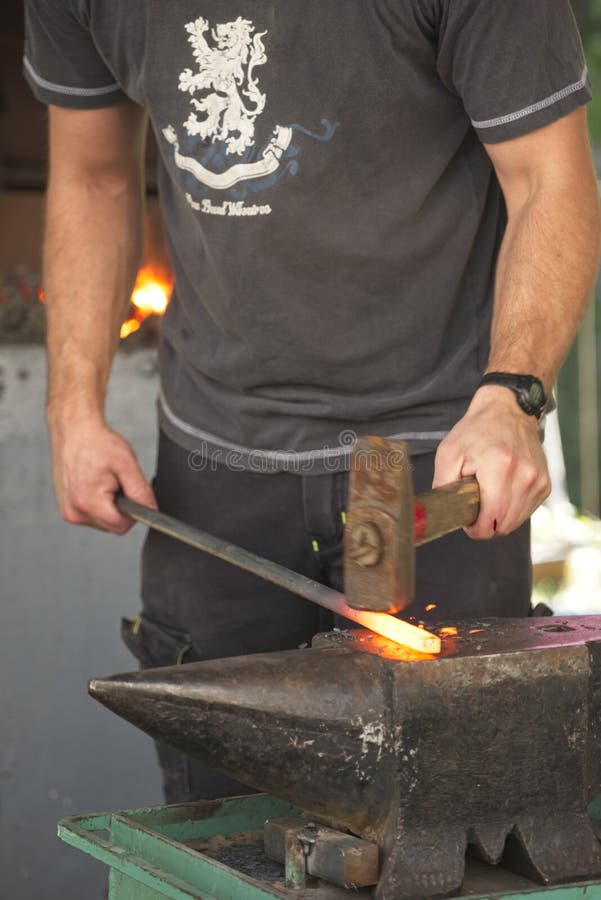 Lacksmith Tools and Actions Forging Iron Stock Photo - Image of molten ...
