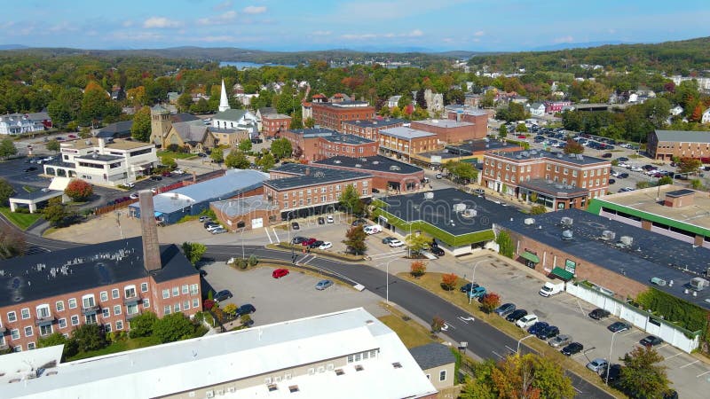 Laconia City Center Fall Foliage Aerial View, New Hampshire, USA Stock ... Laconia City Center Fall Foliage Aerial View, New Hampshire, USA Stock ...