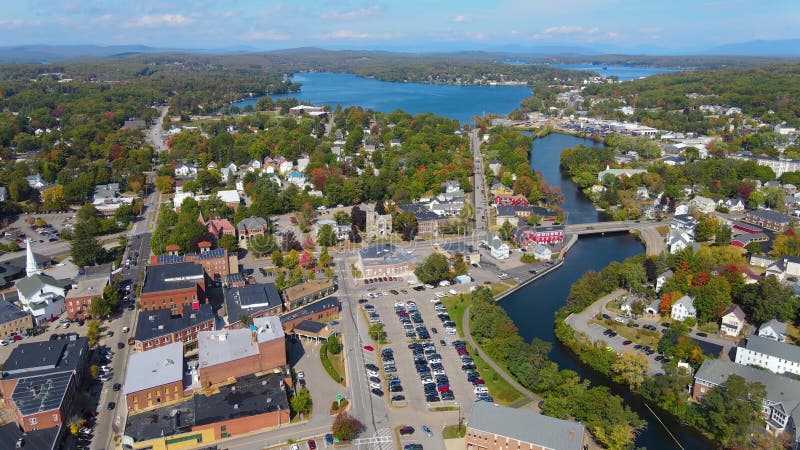 Laconia City Center Fall Foliage Aerial View, New Hampshire, USA Stock ... Laconia City Center Fall Foliage Aerial View, New Hampshire, USA Stock ...