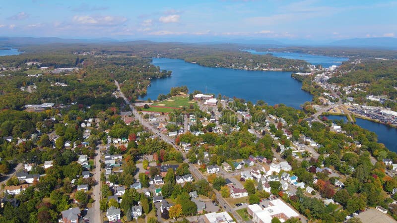 Laconia City Center Fall Foliage Aerial View, New Hampshire, USA Stock ... Laconia City Center Fall Foliage Aerial View, New Hampshire, USA Stock ...