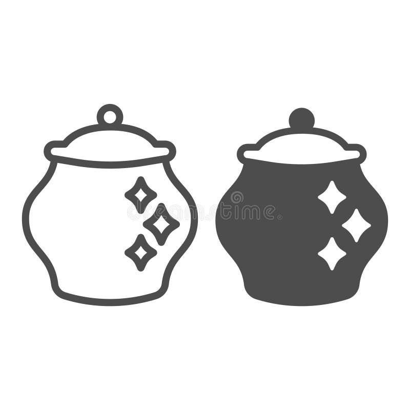 Lacquered Pot with Lid Line and Solid Icon, Pottery Making Concept ...