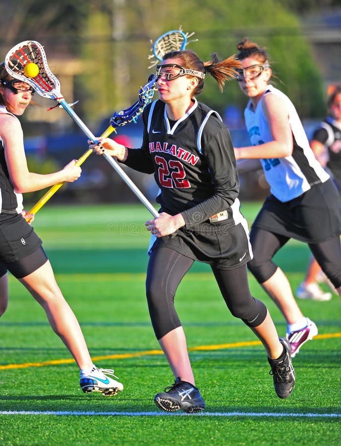 Young Girls Lacrosse Action at the Goal Editorial Image - Image of ...