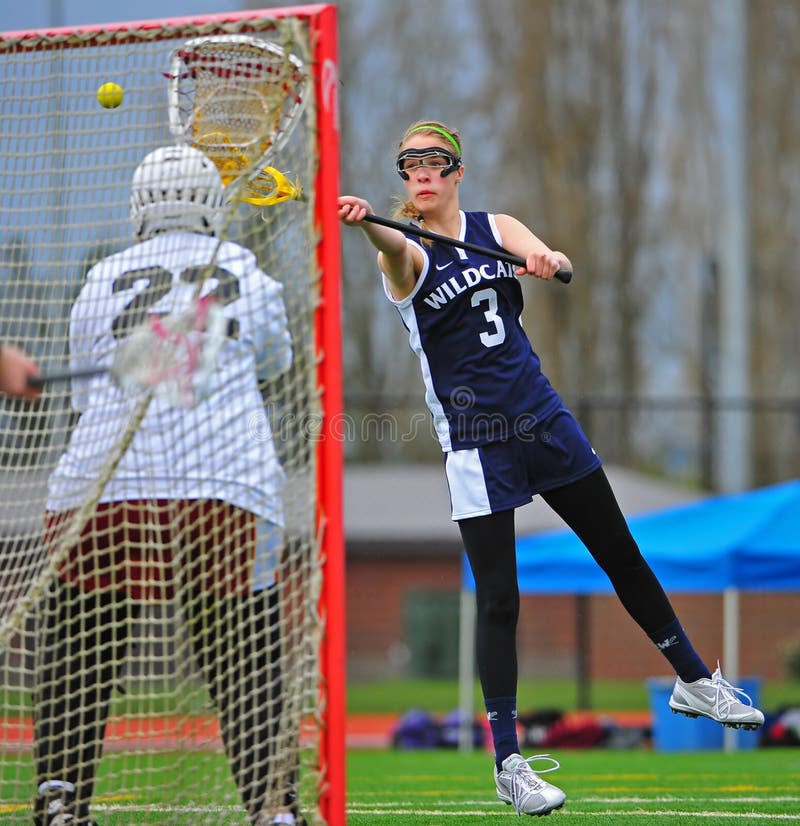 Lacrosse Girls Stop at the Crease Editorial Stock Image - Image of ...