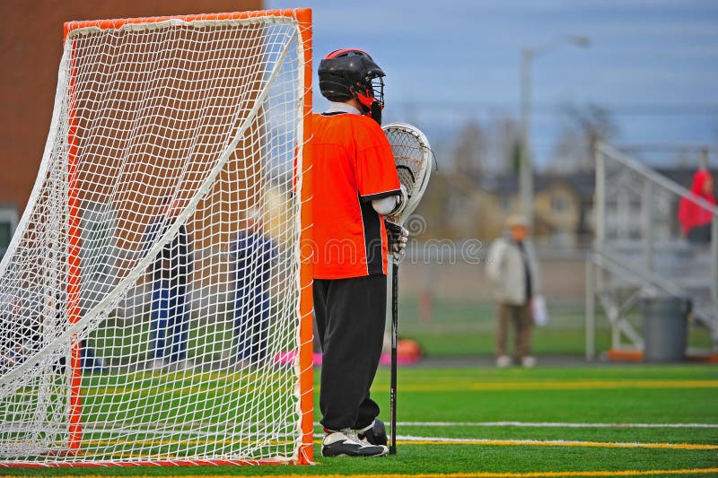 Lacrosse Goalie Standing Guard Stock Image - Image of team, ball: 19854333