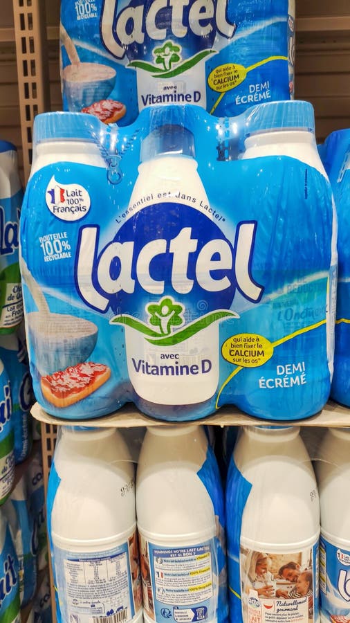 Lactel Brand Milk Pack in a Supermarket Editorial Stock Photo - Image ...