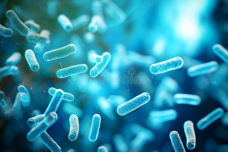 Lactic Acid Bacteria on Vibrant Neon Blue Background, Health ...