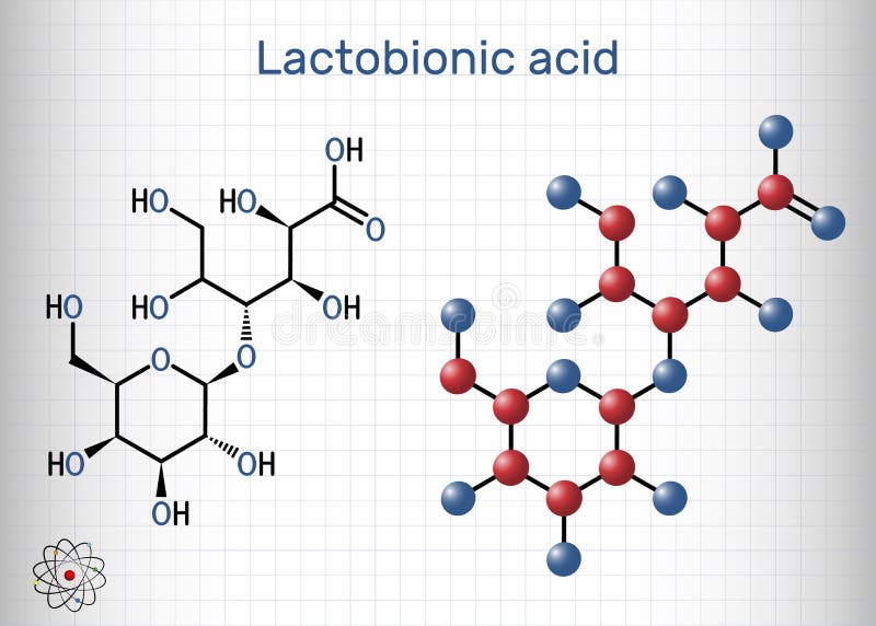 Lactobionic Acid, Lactobionate Molecule. it is PHA, Polyhydroxy Acid ...