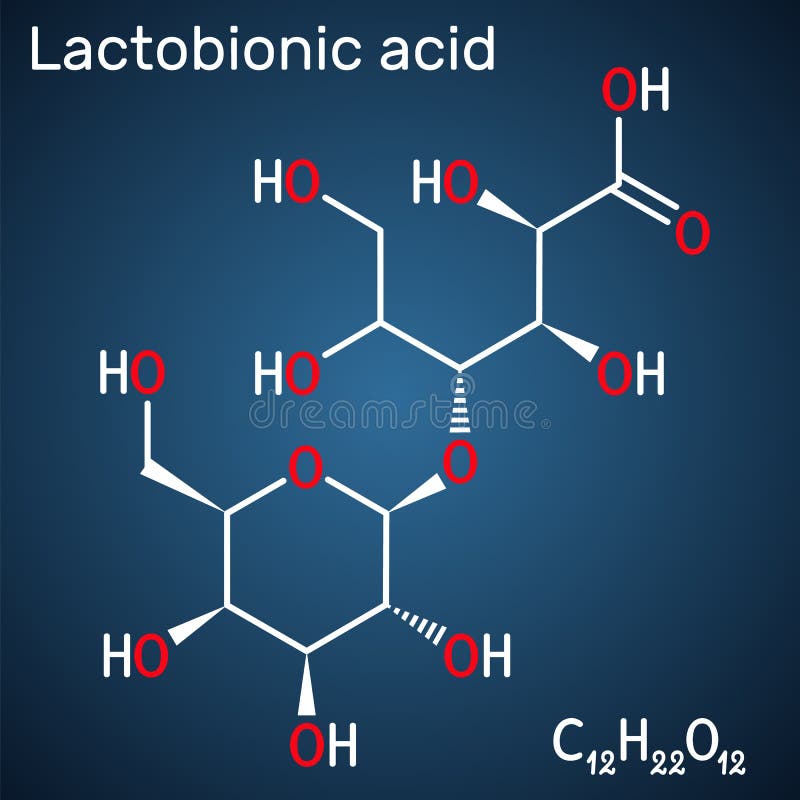 Lactobionic Acid, Lactobionate Molecule. it is PHA, Polyhydroxy Acid ...
