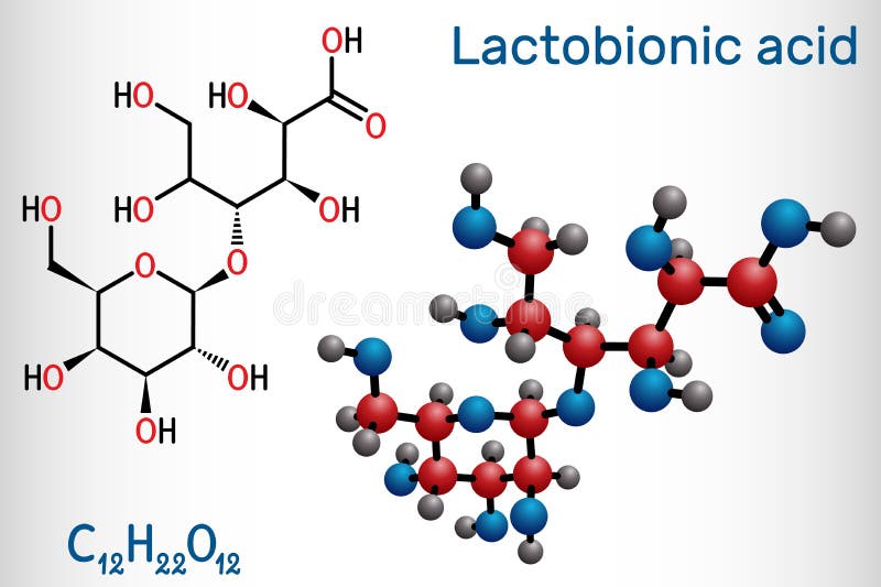 Lactobionic Acid, Lactobionate Molecule. it is PHA, Polyhydroxy Acid ...