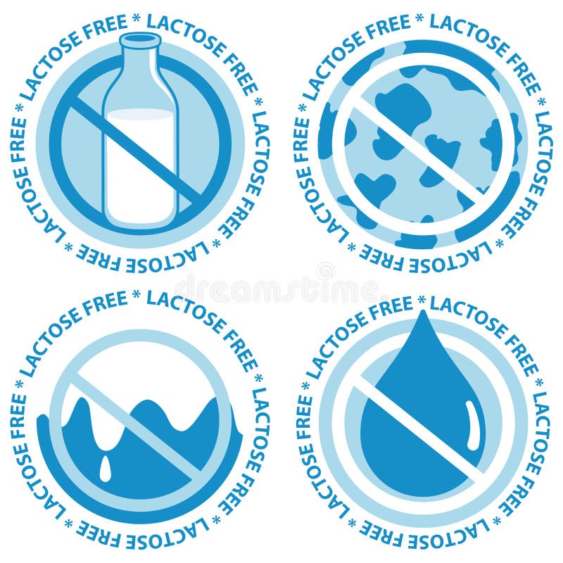 Lactose Free Label Stamps. Signs for Product Packaging Label. Vector ...