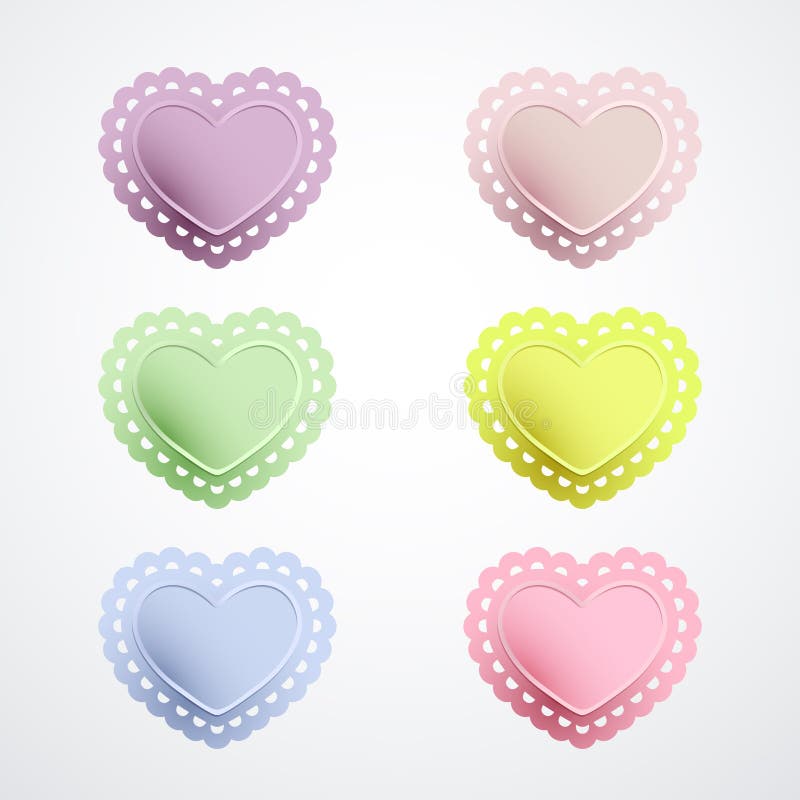Lacy Heart Shapes Collection Stock Illustration - Illustration of ...