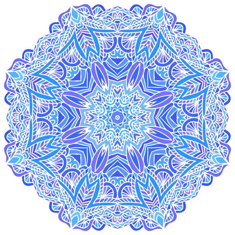 Ornate Blue Lacy Vector Circle Pattern Stock Vector - Illustration of ...