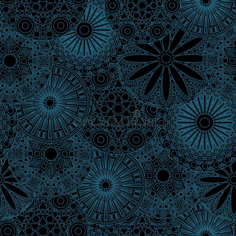 Lacy Seamless Floral Pattern in Blue and Black Stock Vector ...