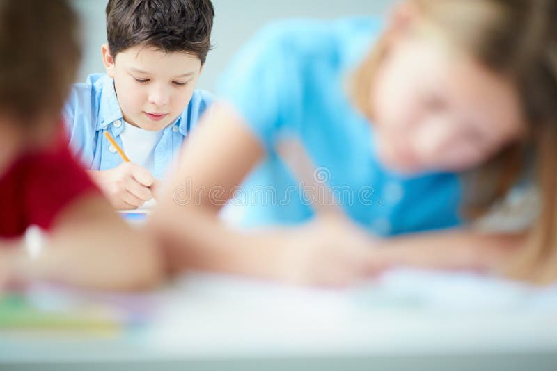 Lad drawing stock image. Image of idea, calm, cute, childhood - 56185153