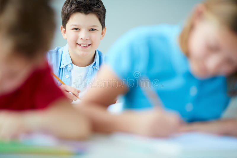 Lad drawing stock image. Image of drawing, diligent, childhood - 56446331