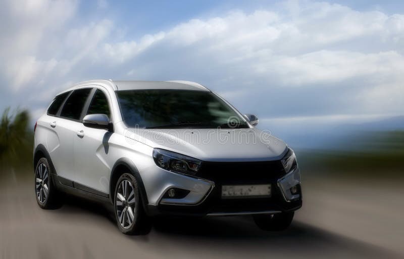 Lada white car. stock photo. Image of summer, trail - 190628962