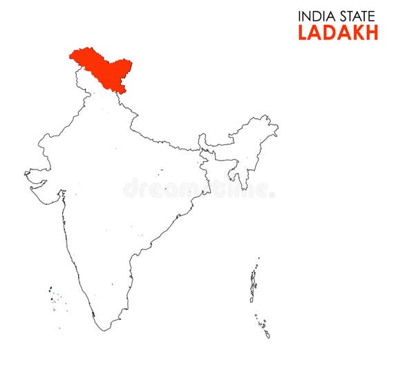 Ladakh Map of Indian State. Ladakh Map Vector Illustration Stock Vector ...