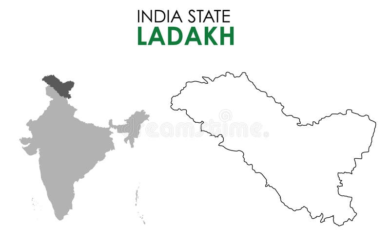 Ladakh Map of Indian State. Ladakh Map Vector Illustration Stock ...