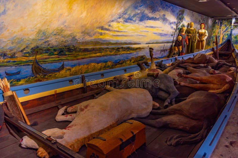 Ladby, Denmark, June 19, 2022: Exposition at Vikingemuseet Ladby ...