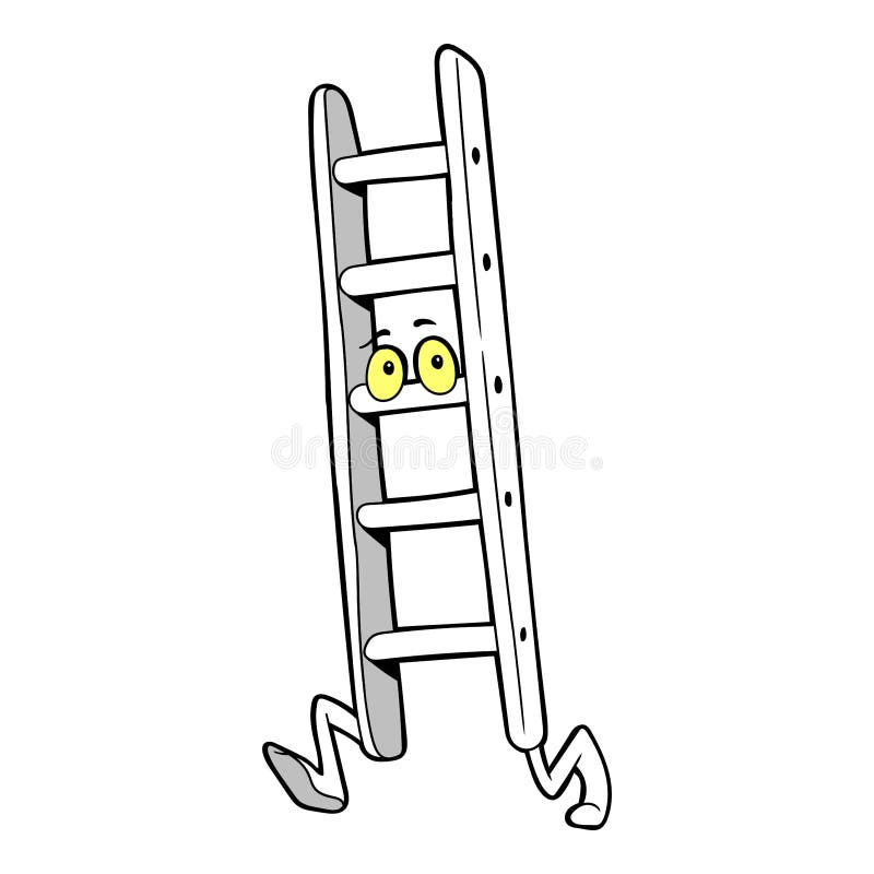 Cartoon Ladder. Different Types of Stepladders, Tall Ladders for ...