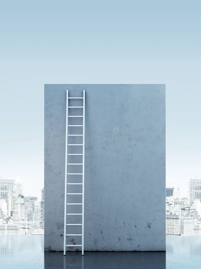 Ladder on Wall in Front of Sky Stock Photo - Image of gradates ...