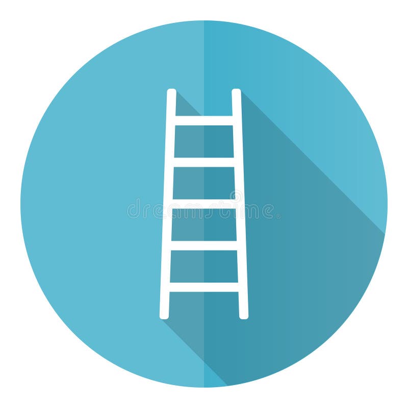 Ladder Blue Round Flat Design Vector Icon Isolated on White Background ...