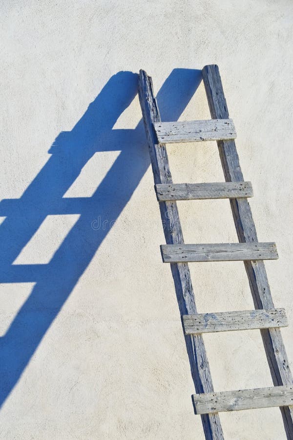 Ladder with Blue Shadow in Santorini, Greece Stock Photo - Image of ...