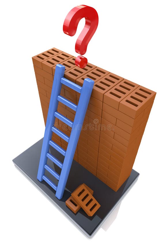 Ladder on Brickwork and Question Mark Stock Illustration - Illustration ...