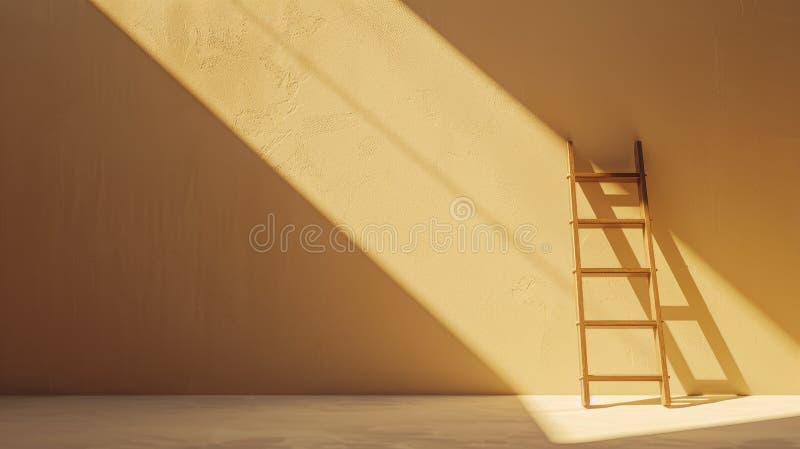 Ladder Casting Shadow on a Yellow Textured Wall Concept Progress Climb ...