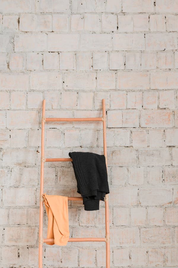 Ladder for Clothes in a Loft Style of Wood Stock Image - Image of ...