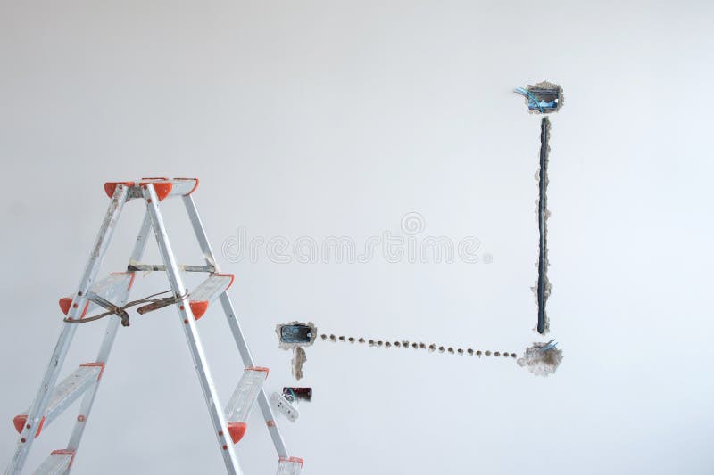 Ladder at Construction Site Building. Renovation, Repair and ...