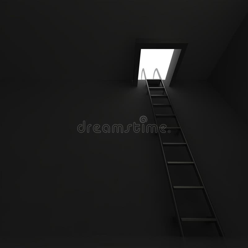 Ladder in darkness stock illustration. Illustration of gray - 16319245