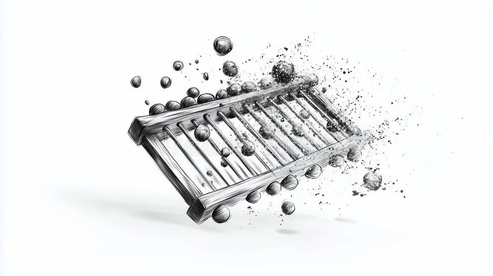 A Ladder Dissolves into Scattered Spheres and Particles, Creating an ...