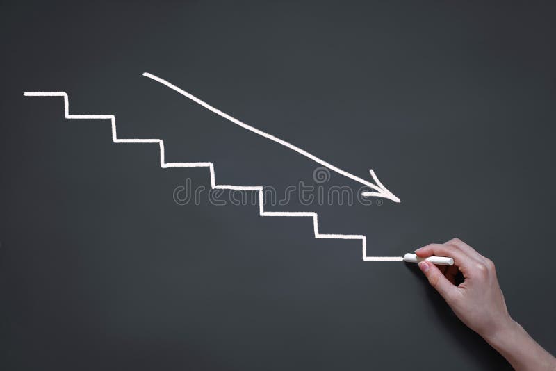 Ladder Down, Graph of a Fall, Drawing on a Chalk Board Stock Image ...