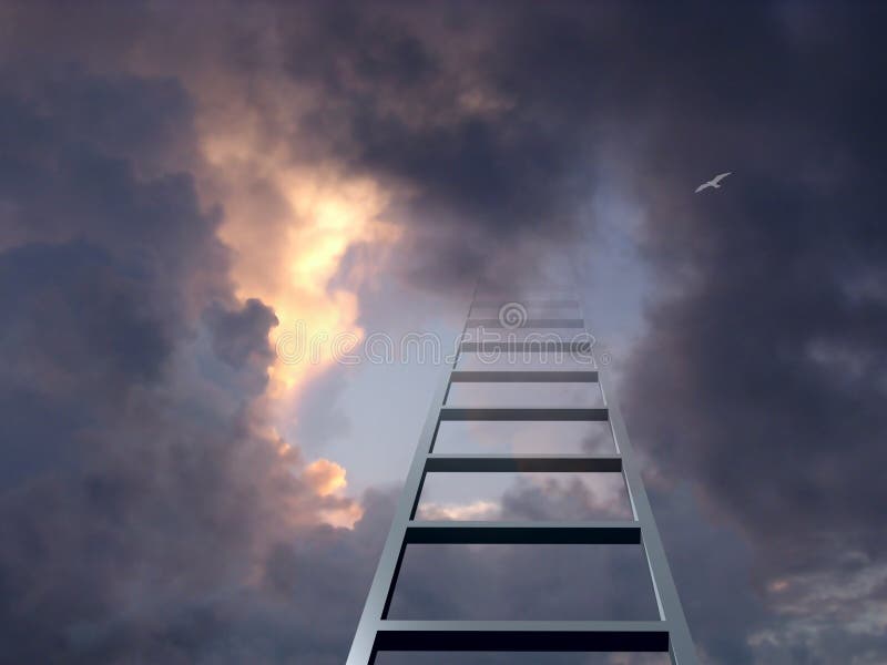 Ladder to the sky and day stock illustration. Illustration of heaven ...