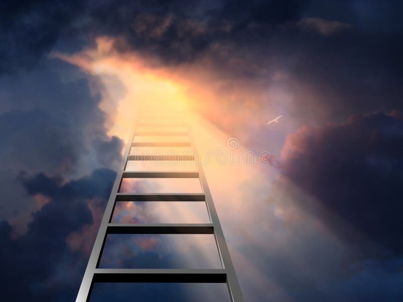Ladder to the sky and day stock illustration. Illustration of heaven ...