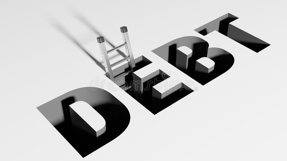 Ladder Emerging from Debt Text Hole Stock Image - Image of market ...