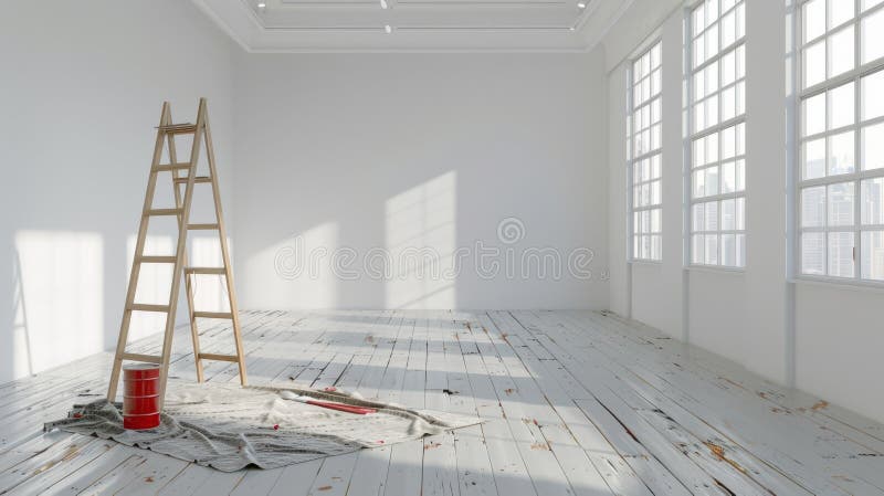 The ladder in empty room stock illustration. Illustration of ...