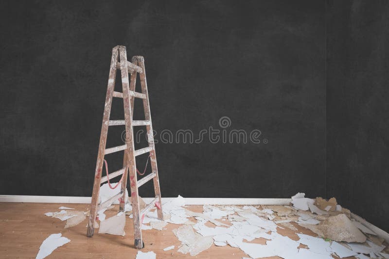 Ladder in Empty Room , Flat Renovation Concept Stock Photo - Image of ...