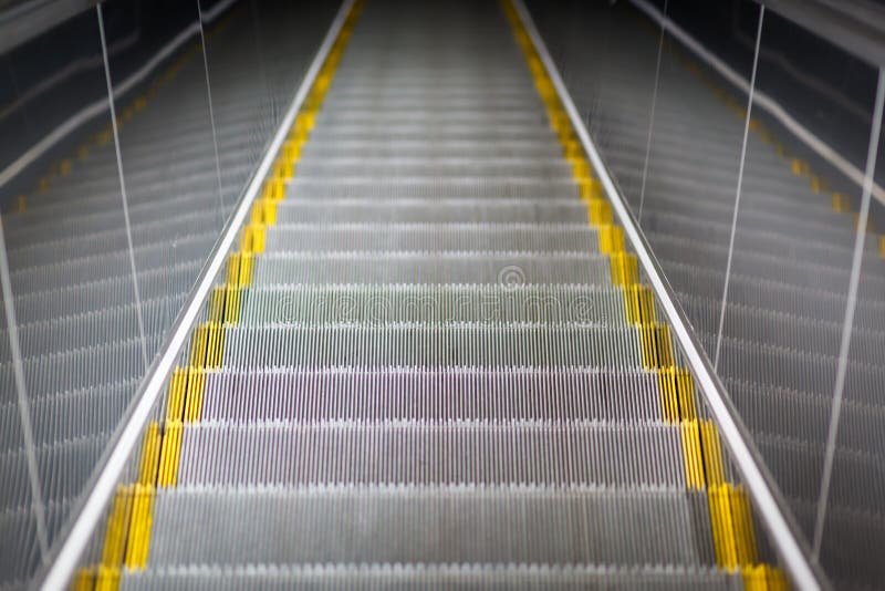 Ladder Escalator Close-up, Metal Railing Stock Photo - Image of center ...