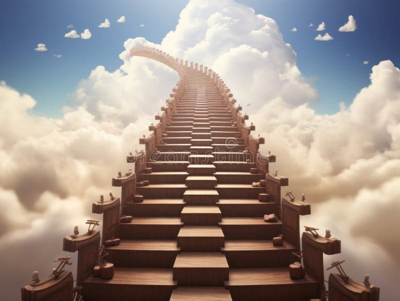 Ladder Going into Clouds Symbolizing the Journey, Ladder Going Up To ...
