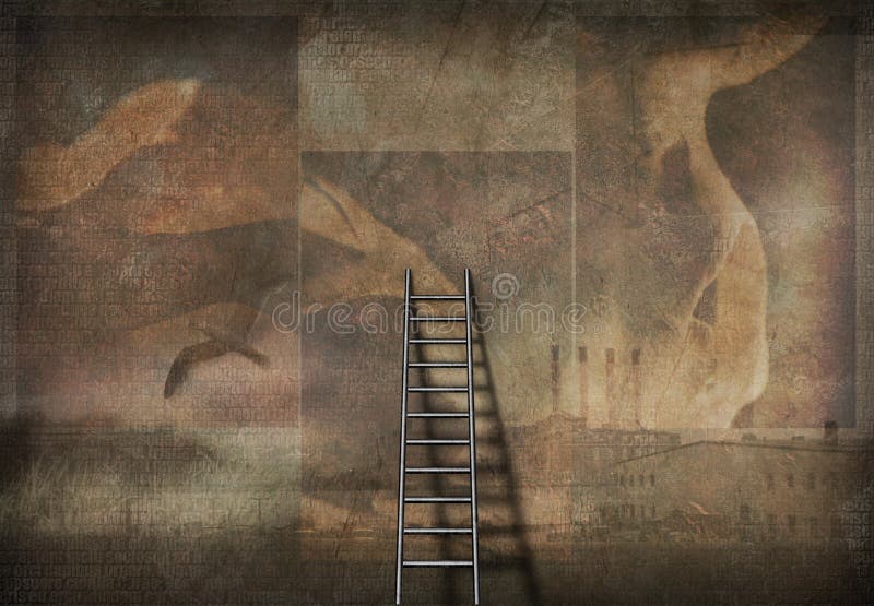 Ladder in Grunge Concept Art Stock Illustration - Illustration of idea ...