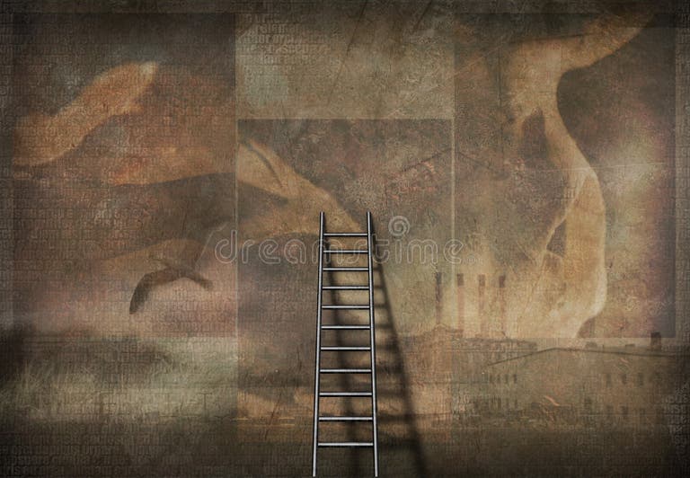 Ladder in Grunge Concept Art Stock Illustration - Illustration of ...