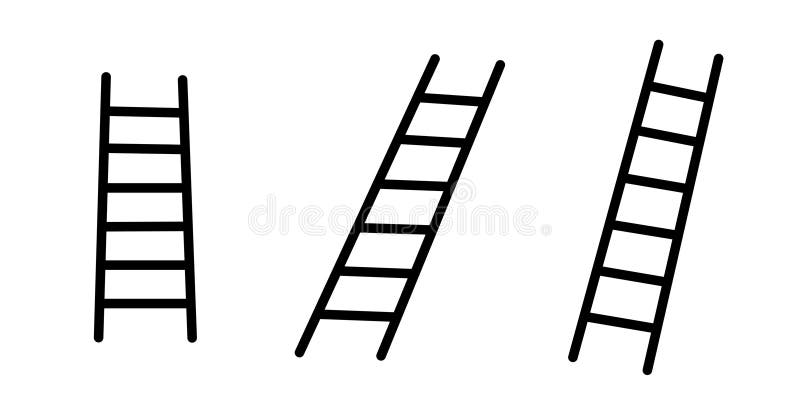 Ladder Icon Set. Home Step Ladder Vector Symbol Stock Vector ...