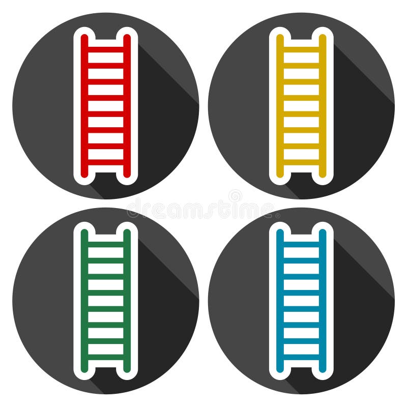 Ladder Icons Set with Long Shadow Stock Vector - Illustration of ...