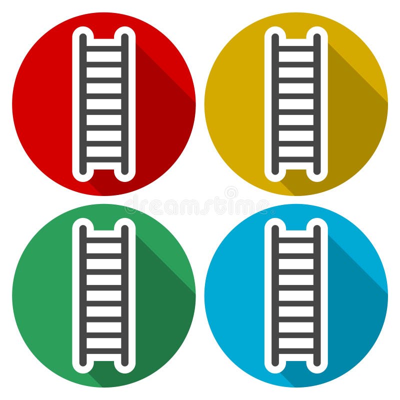 Ladder Icons Set with Long Shadow Stock Vector - Illustration of climb ...