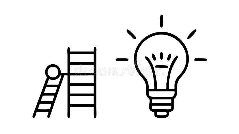Ladder Idea Lightbulb Icon for Growth Step-by-Step Progress, Vector ...