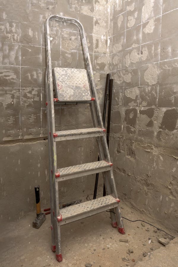 Ladder in an Indoor Construction Site Stock Photo - Image of indoor ...